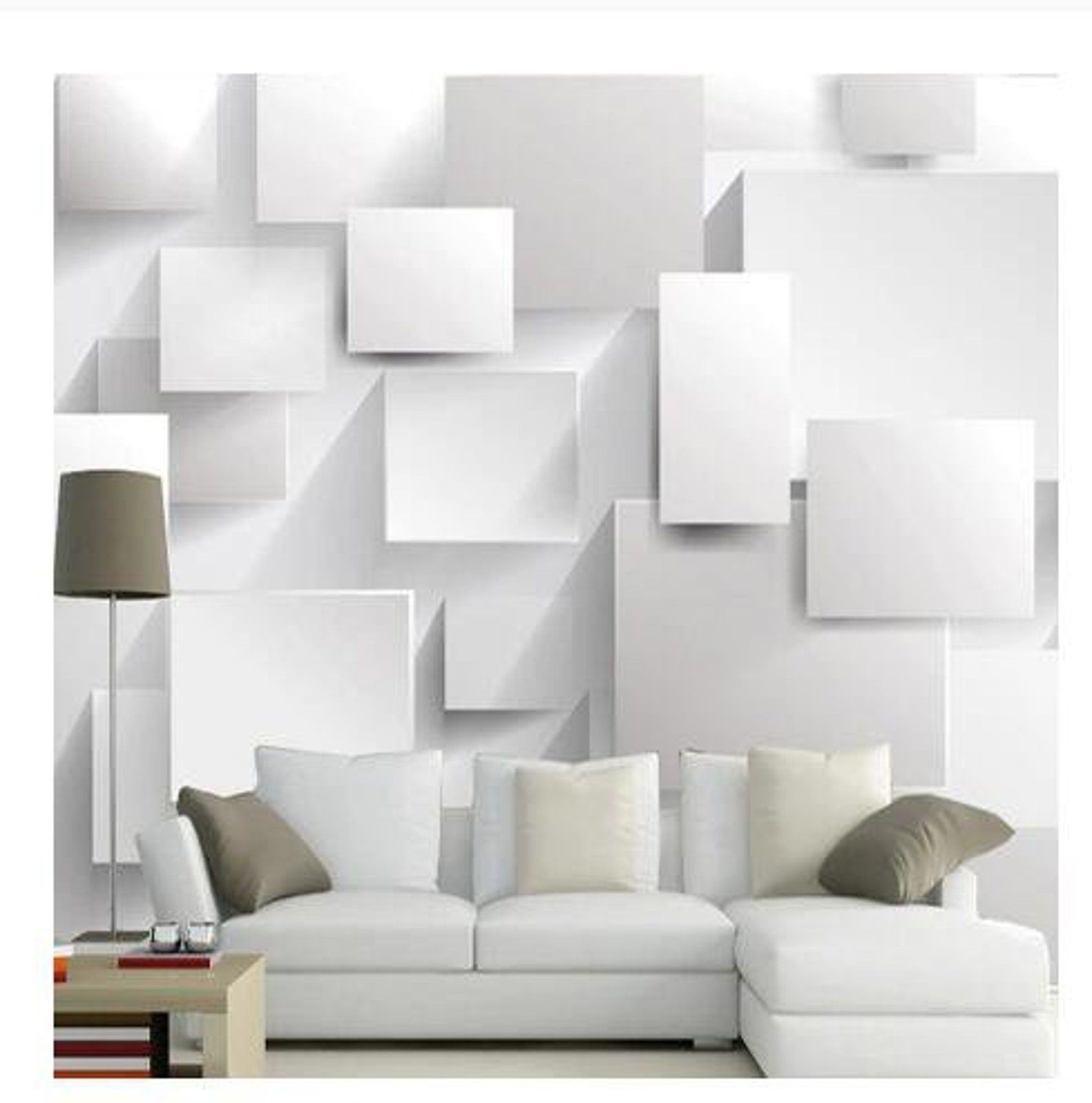 Modern Minimalist Artistic Wall Mural White Brick Photo | Etsy