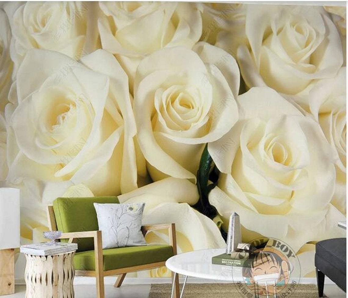 Custom Photo Mural Wallpaper Yellow Rose Flower Beautiful | Etsy