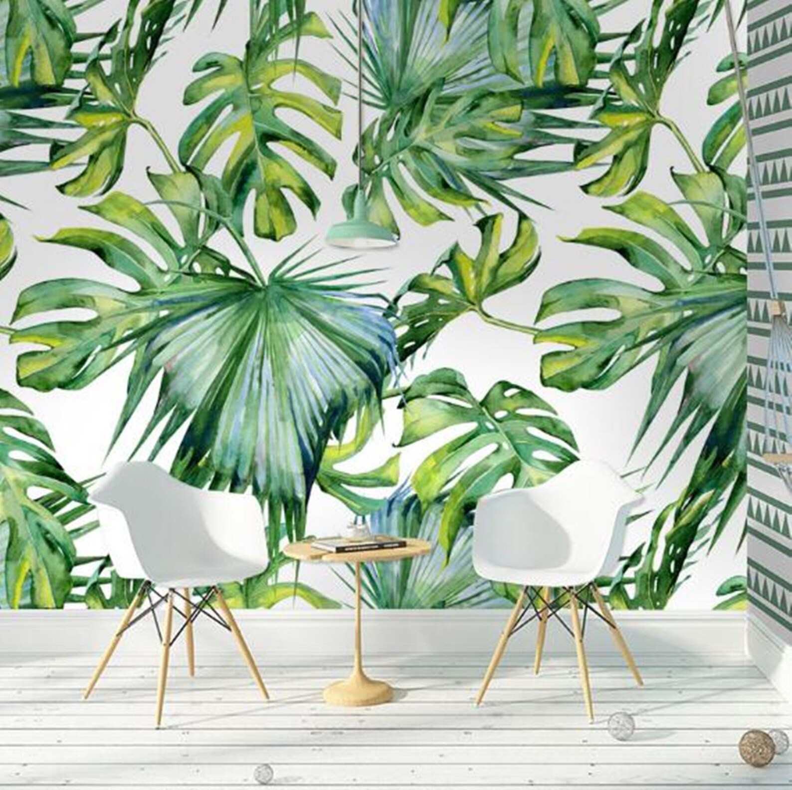 Relief Light Green Leaf Wallpaper for Living Room Bedroom Mural Wall ...