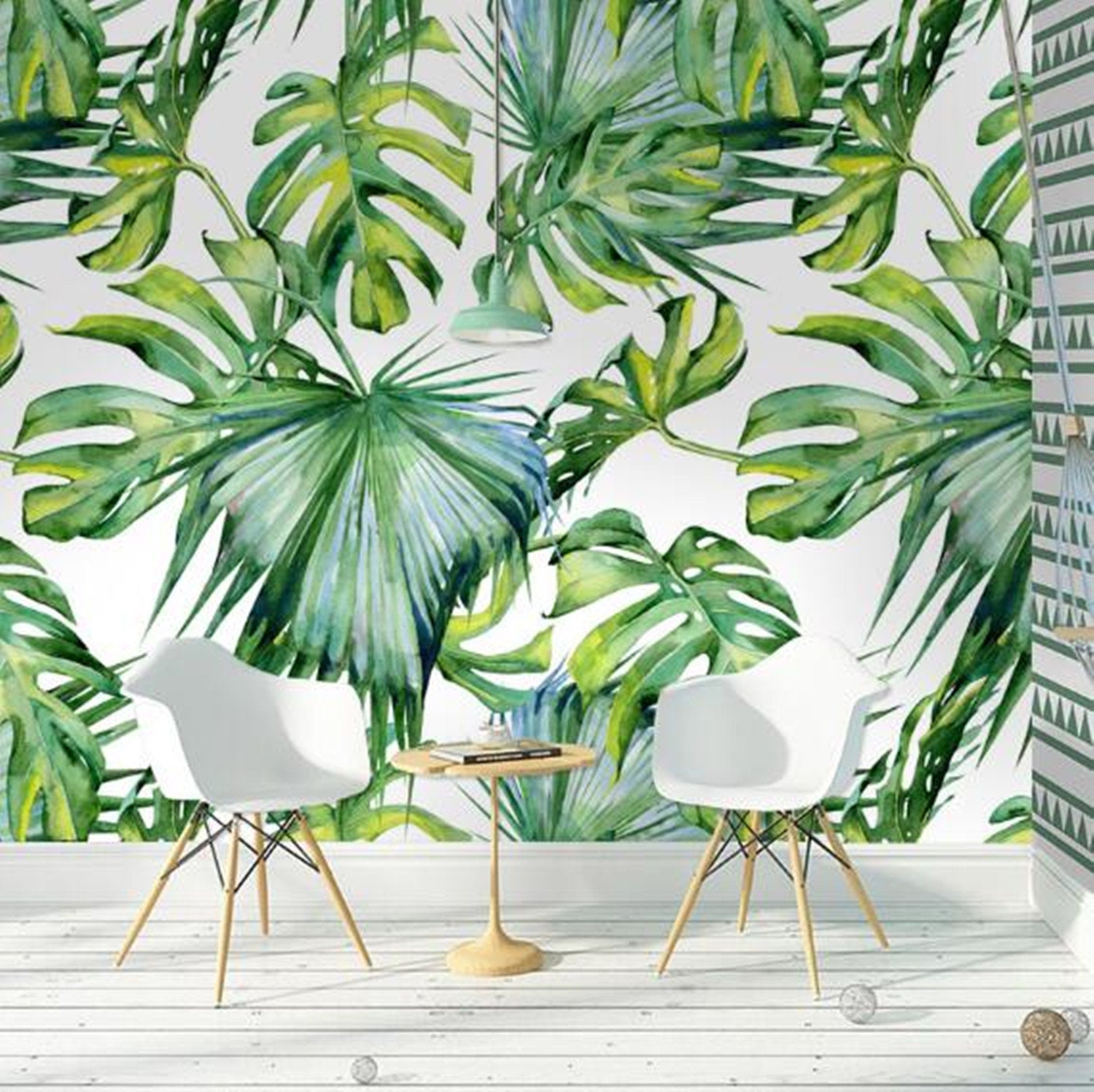 Relief Light Green Leaf Wallpaper for Living Room Bedroom Mural Wall ...