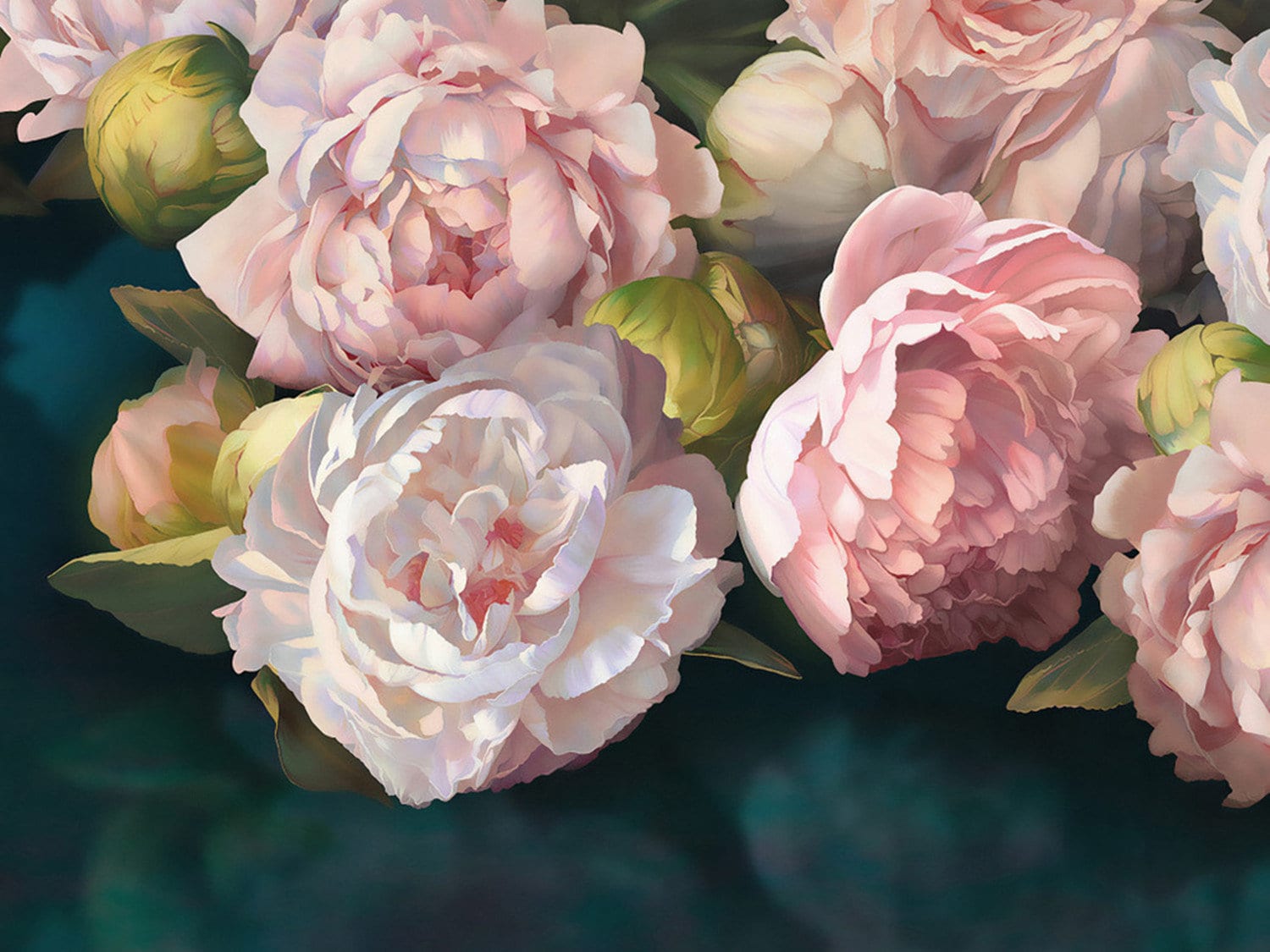 Dutch Victorian Embossed Pink Big Rose Wall Murals Watercolor - Etsy