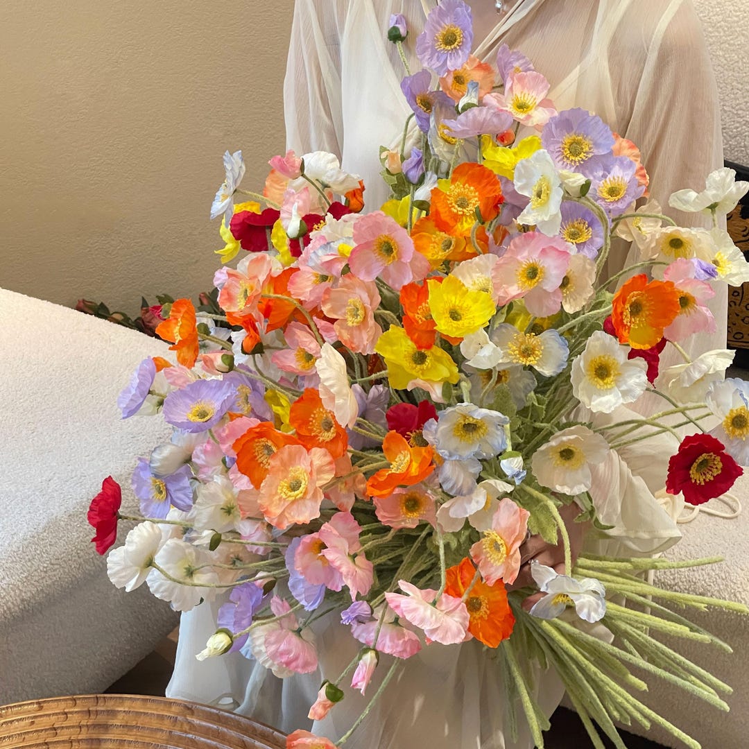 Artificial Corn Poppy Bouquet: DIY Floral Decor, 23.62 Inch - Etsy