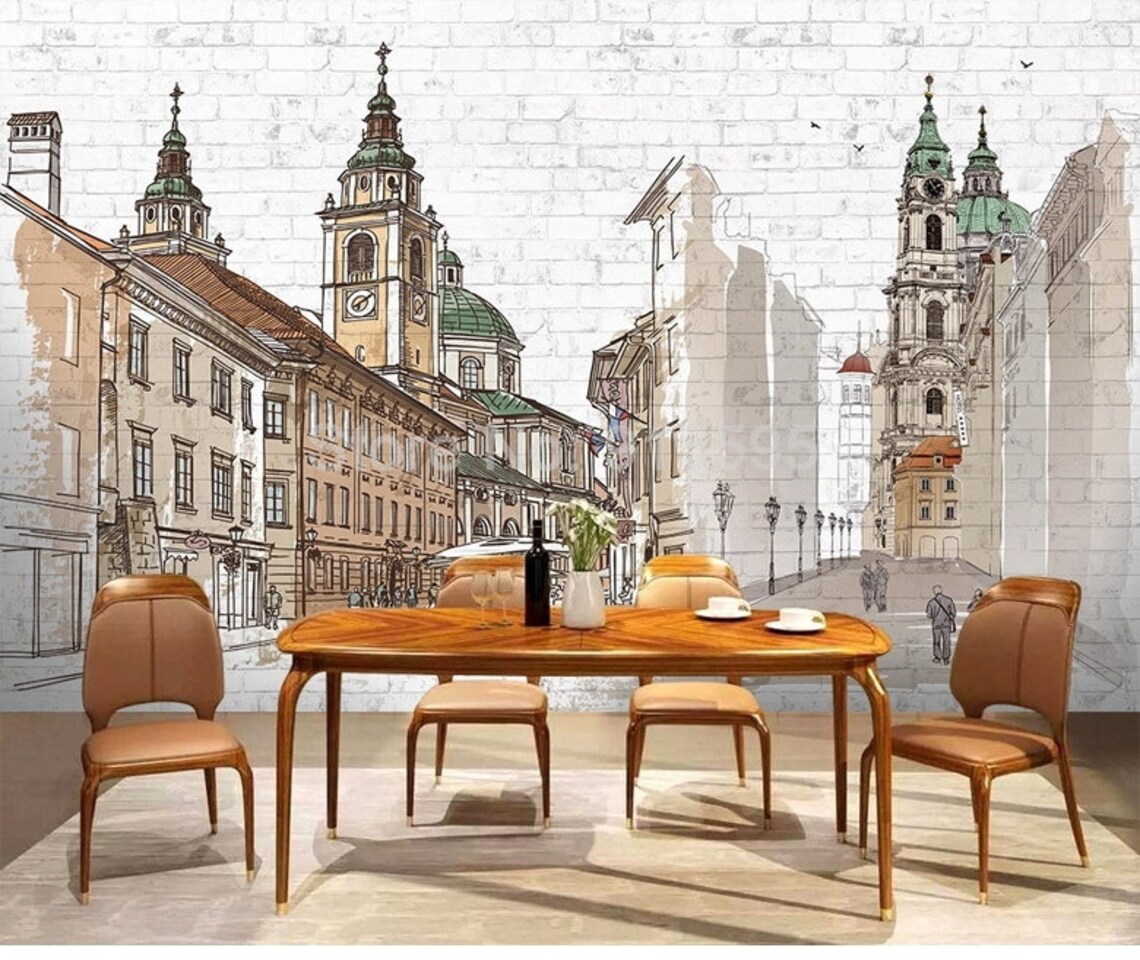 Hand Painted European City Large Murals Coffee Shop Restaurant - Etsy
