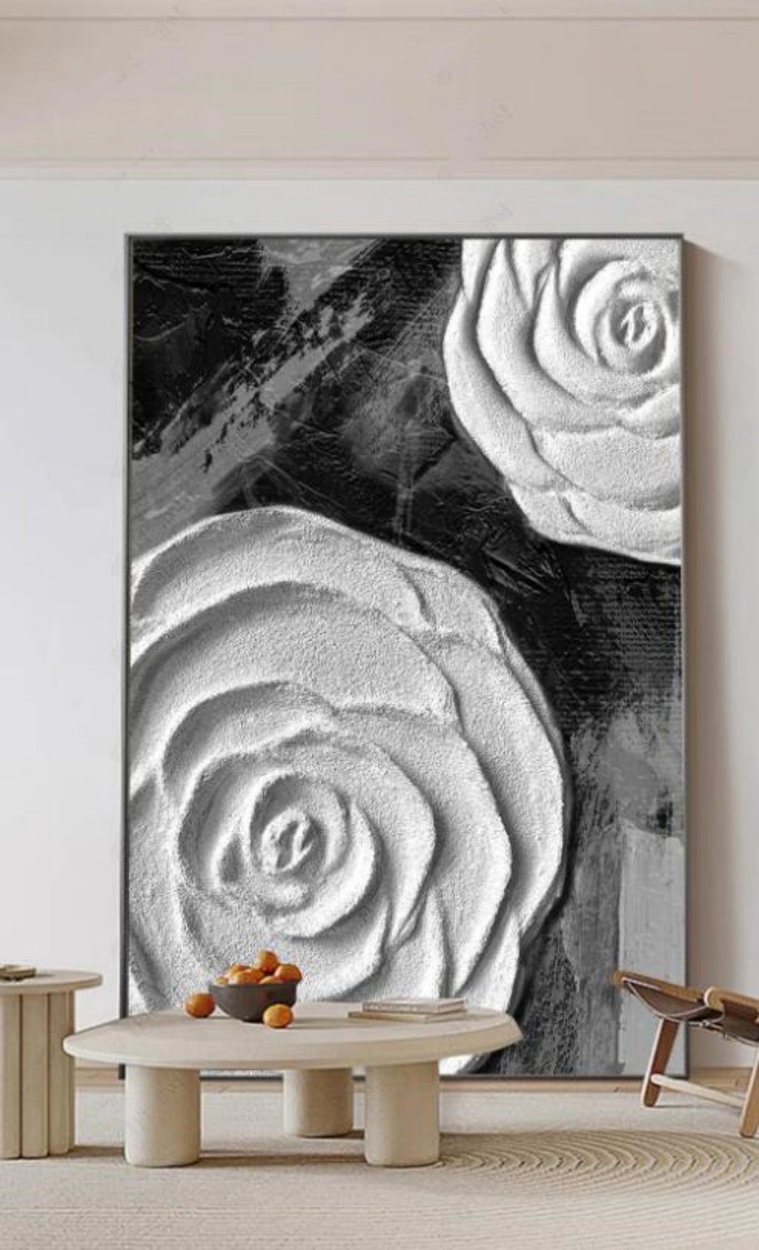 100% Handmade Oil Painting, White Flowers Floral Oil Painting, Handmade ...