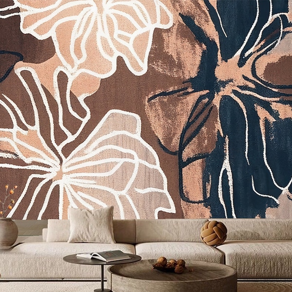 Big Floral Wallpaper - Etsy
