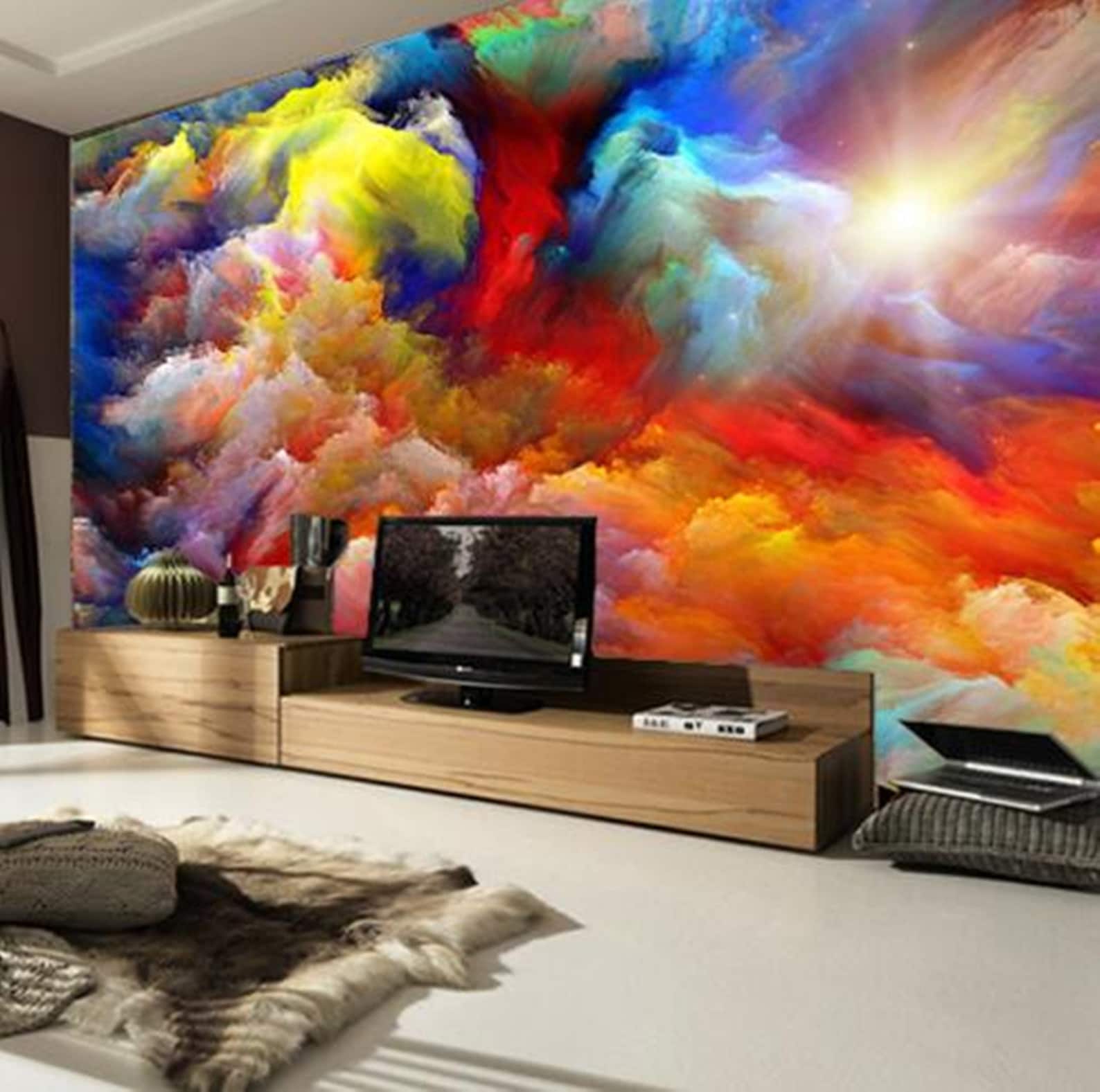 High Quality Custom Wall Mural Color Clouds Abstract Art | Etsy