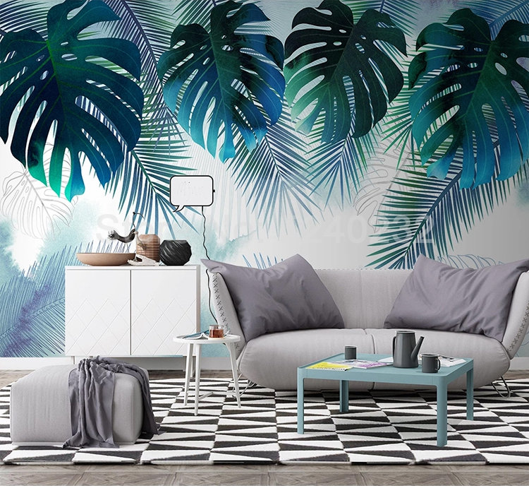 Custom Mural Wallpaper Plant Leaves Banana Leaf Wall Murals - Etsy