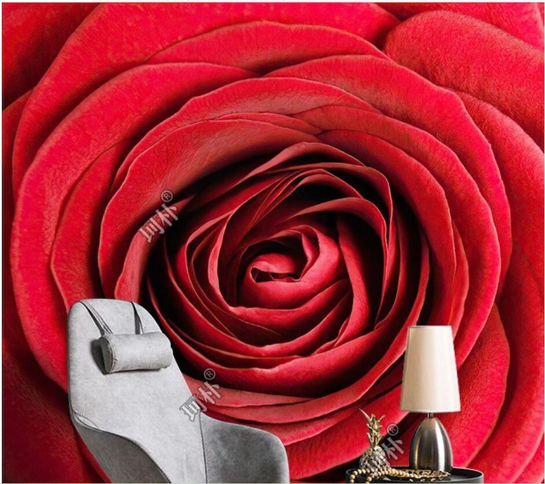 3D Big Red Rose Flower Wallpaper Wall Murals Home Decor - Etsy