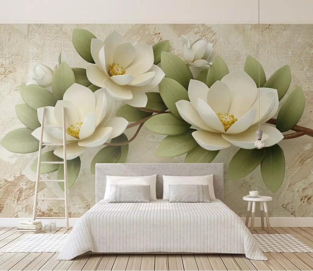 Custom Embossed Flowers Photo Wallpaper for Walls 3D Mural Painting ...