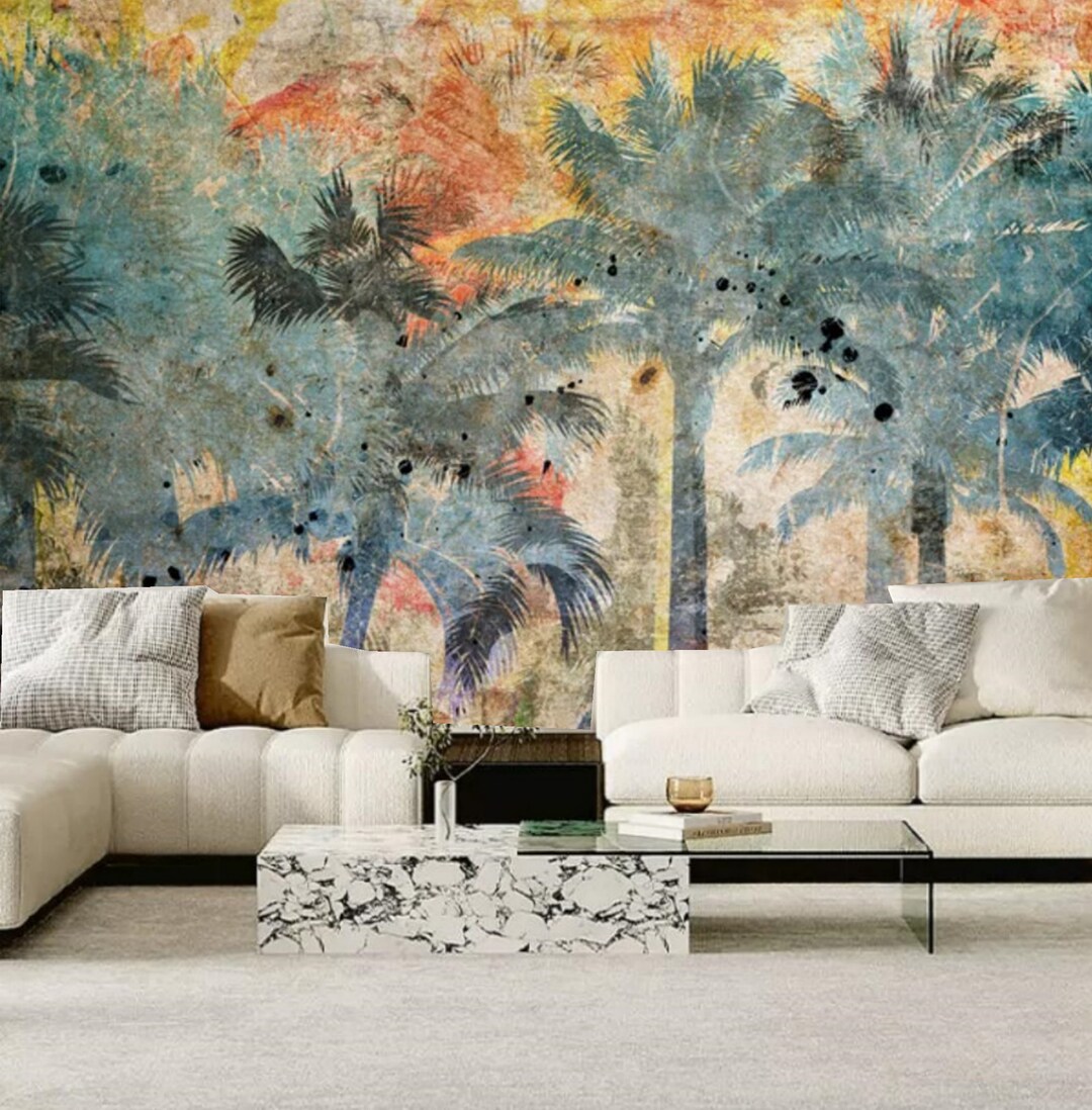 Coconut Tree Forest Wallpaper Mural: Peel and Stick Wall Decor - Etsy UK