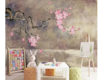 Moonlight Night Cherry Blossom Wallpaper Mural - Etsy
