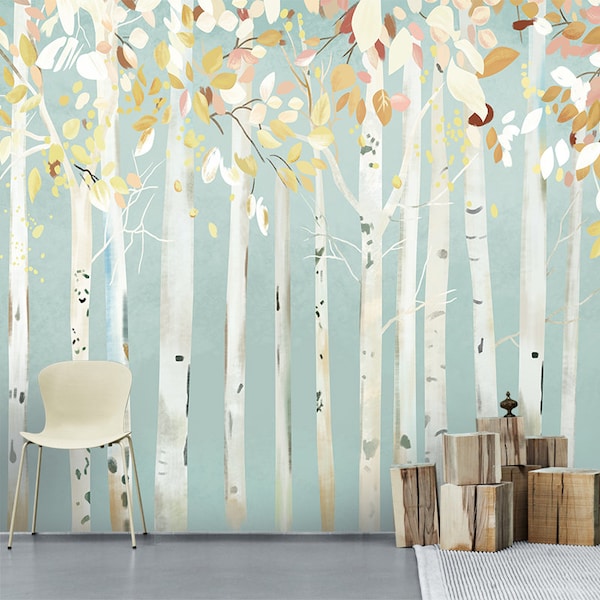 Birch Tree Wall Mural - Etsy