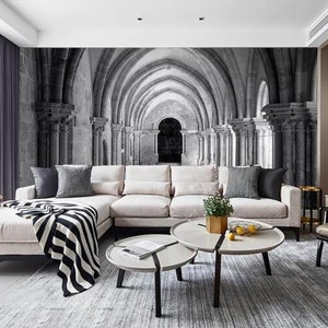 3D Embossed Vintage Arch Mural Wall Paper for Living Room Photo ...