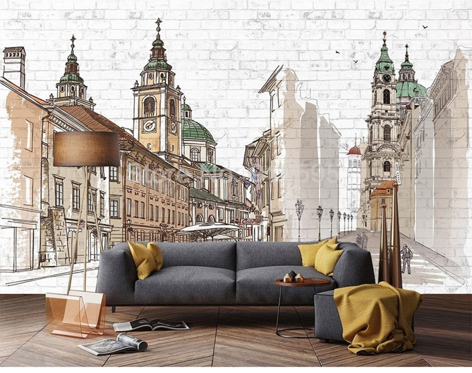 Hand Painted European City Large Murals Coffee Shop Restaurant - Etsy