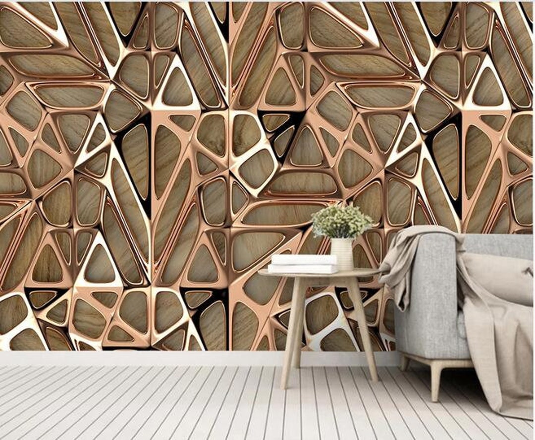 Custom Photo Wallpaper 3D Art Metallic Style Geometric Pattern Mural ...