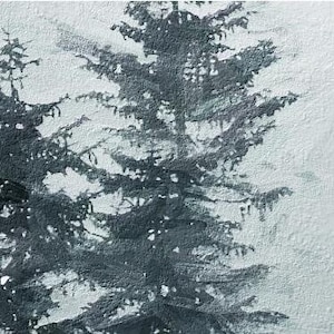 Watercolor Foggy Trees Forest Wallpaper, Flying Birds Wall Murals, Pine ...