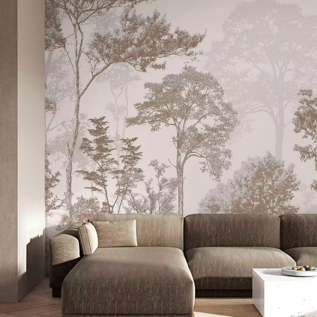 Abstract Pine Tree Forest Wallpaper Mural: Shabby Chic Home Decor - Etsy