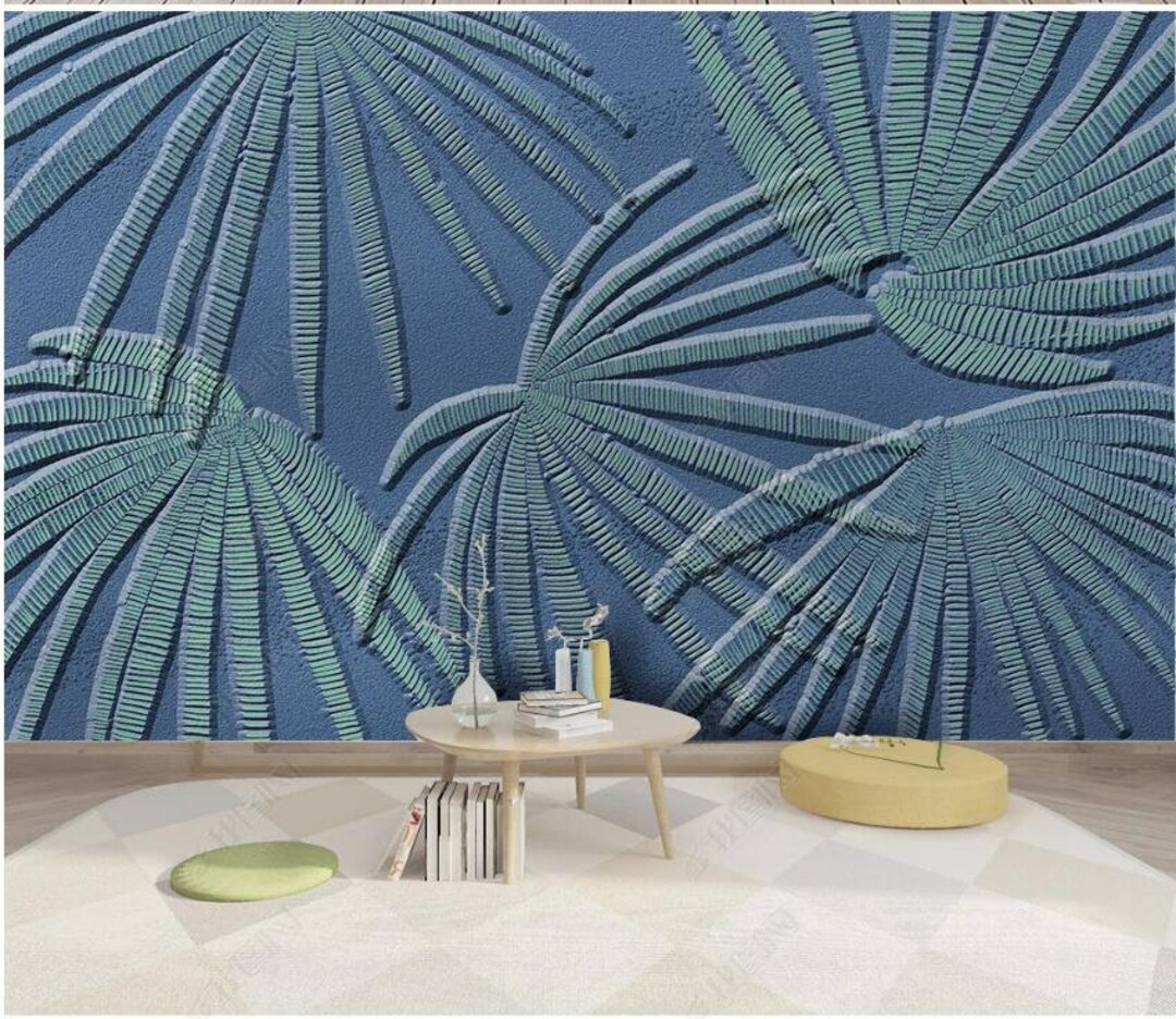 Simple Plam Leaf Tropical Leaf Wallpaper Wall Mural for Living Room ...