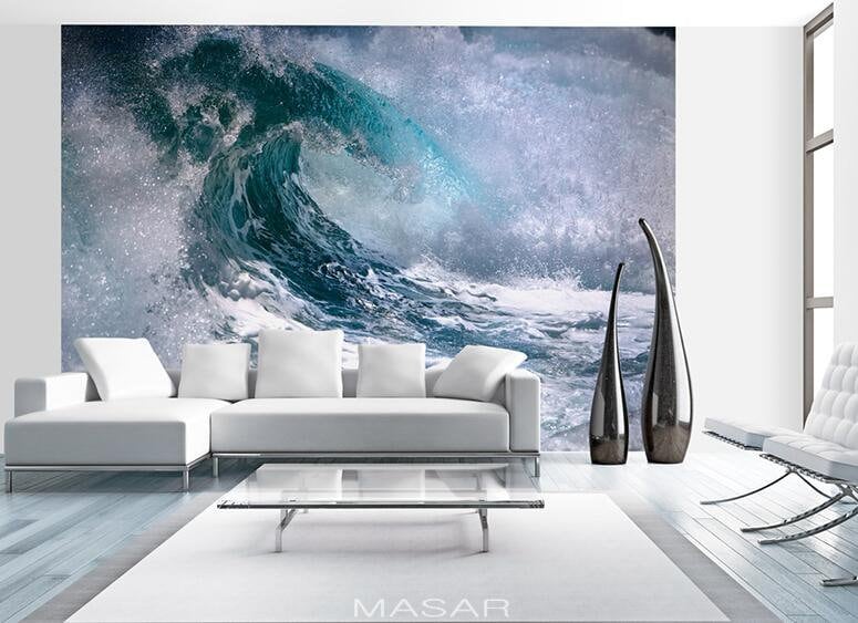 Watercolor Abstract Wave Wallpaper Wall Mural Rendering Blue - Etsy Canada