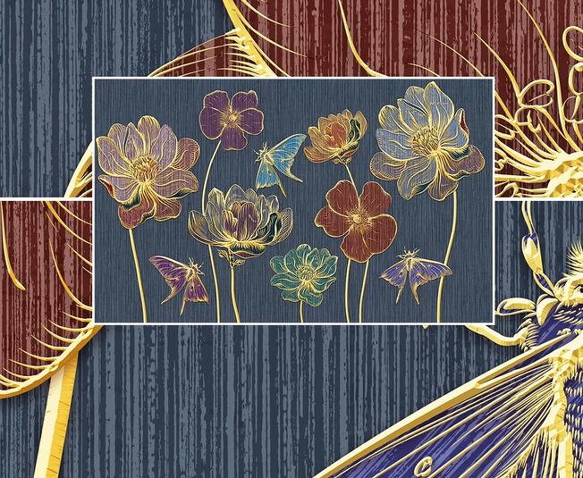 Modern Simple Flowers Wallpaper Plant Photo Wall Murals Living - Etsy