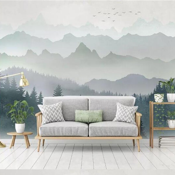 Mountain Mural Wallpaper - Etsy