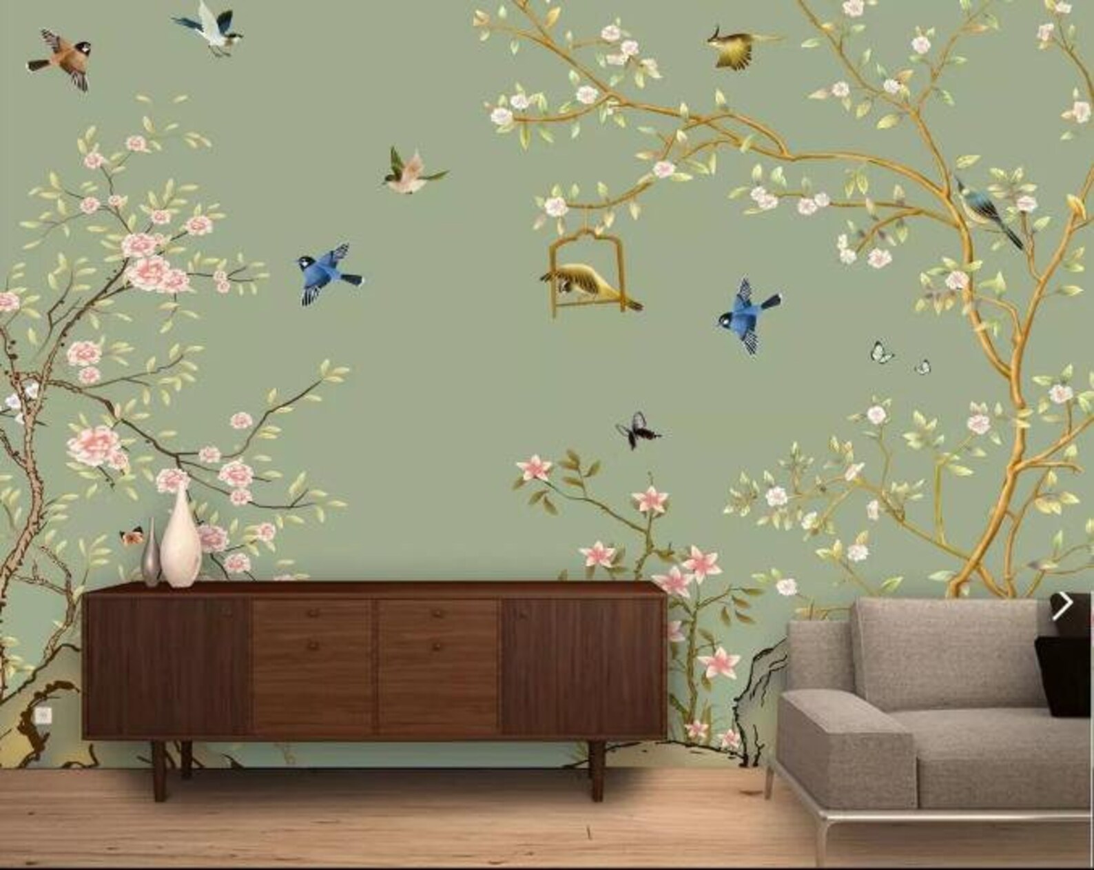 Hand Painted Vine Flower Tree Wallpaper Wall Murals Vine - Etsy