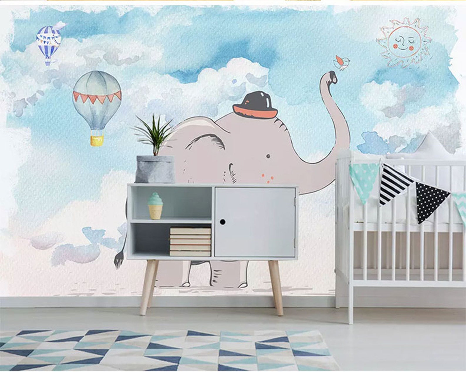 Cartoon Elephant Wallpaper Mural for Children Room Bedroom | Etsy