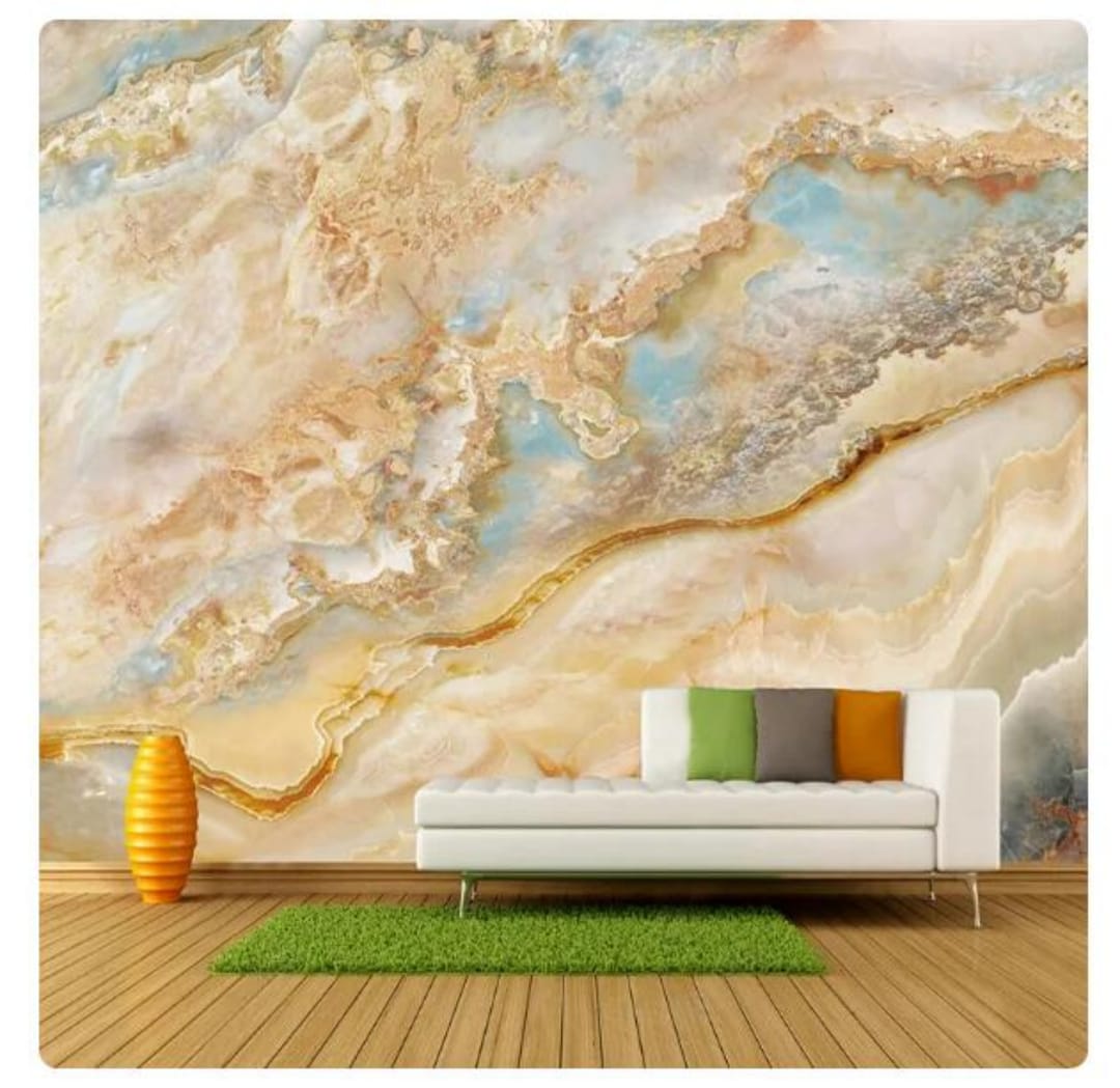 Simple Yellow Marble Wallpaper Wall Mural Home Decor for Living Room ...