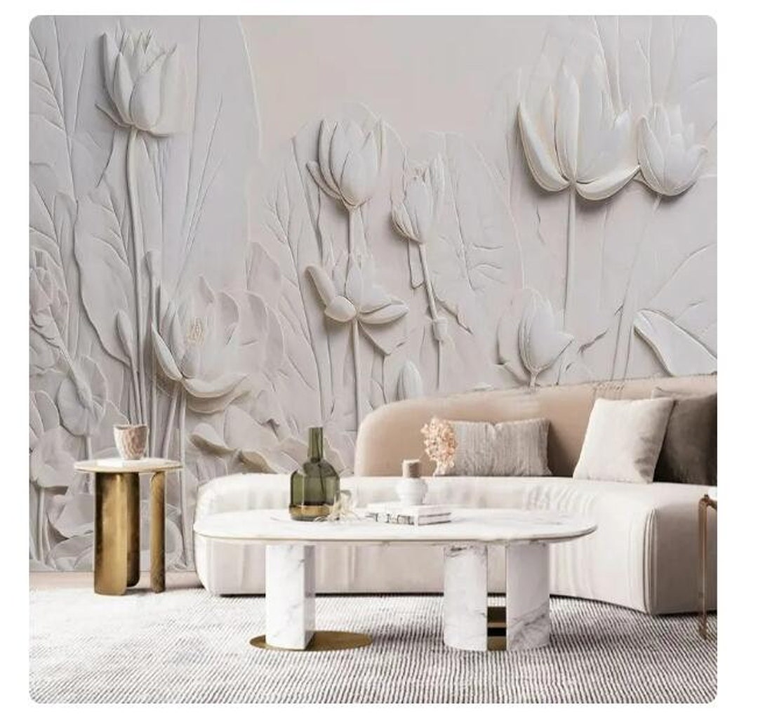 Modern Simple Art Lotus Flower Wallpaper Wall Mural Home Decor for ...