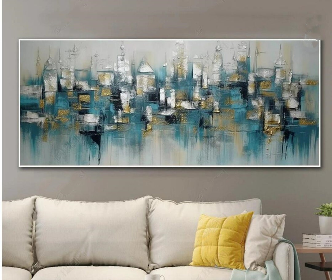 100% Handmade Oil Painting, Abstract Building Oil Painting, Handmade ...