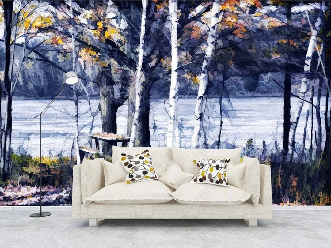 Birch Tree Forest Wallpaper Wall Mural for Living Room Bedroom Dinning ...