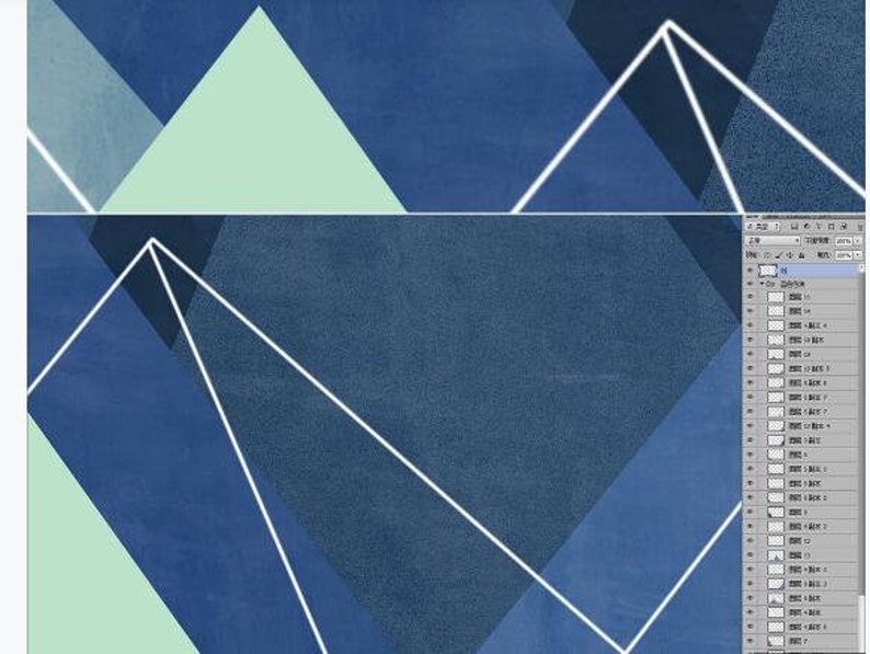 Hand Painted Blue Geometry Wallpaper Mural Colorful Triangle | Etsy