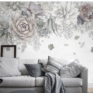 American Style Dark Background Succulent Plants Wallpaper, Floral Wall ...