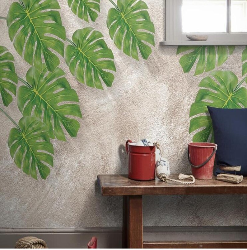 Natural Fresh Green Leaves Mural Photo Wallpaper for Living | Etsy