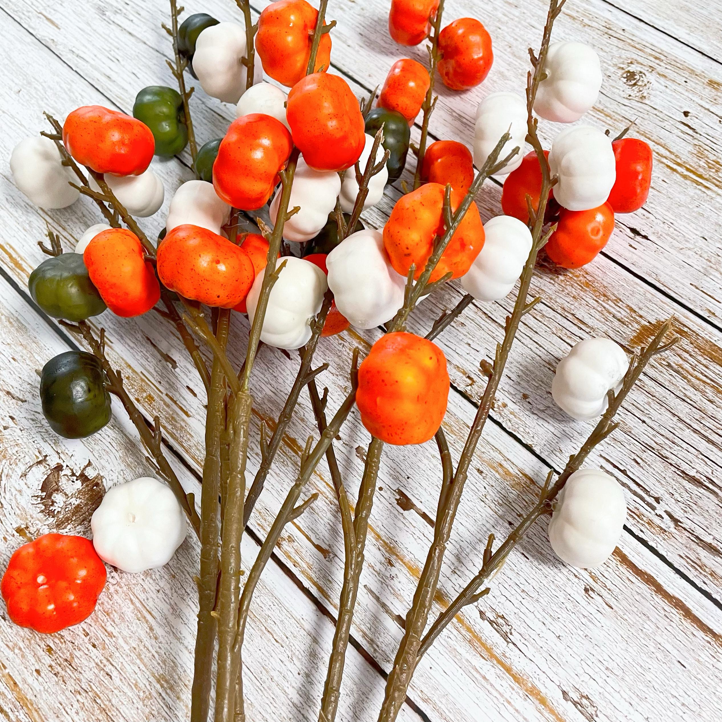 Artificial Pumpkin Branch: Fall Floral Arrangement, DIY Fruit Stems - Etsy