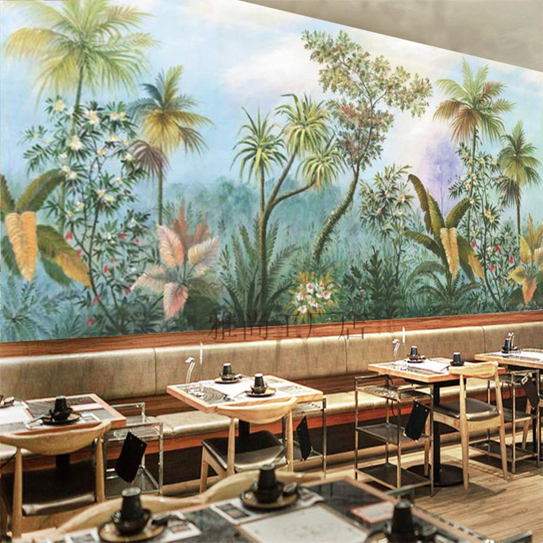 Tropical Rainforest Wallpaper Wall Mural, Jungle Frorest Trees Scenic ...