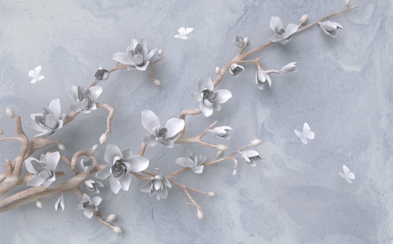 Floral Wall Papers Custom 3D Embossed Flower Wallpaper - Etsy