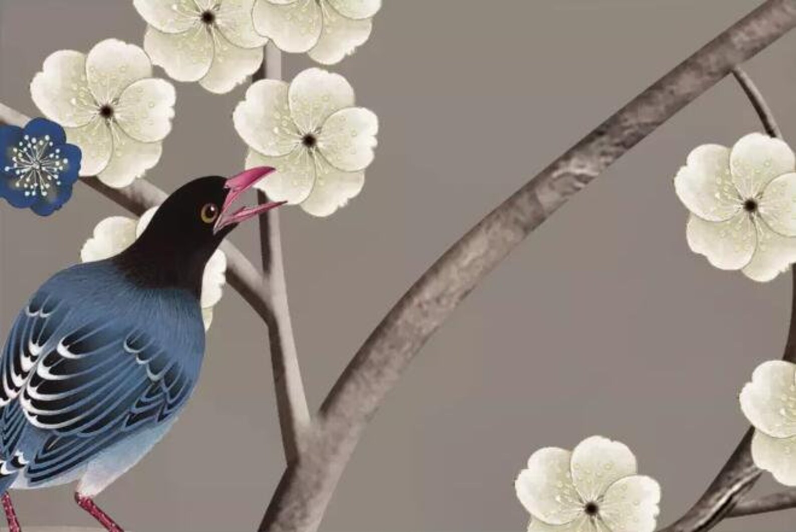 Chinoiserie Brushwork Plum Tree Wall Murals White Flowers | Etsy