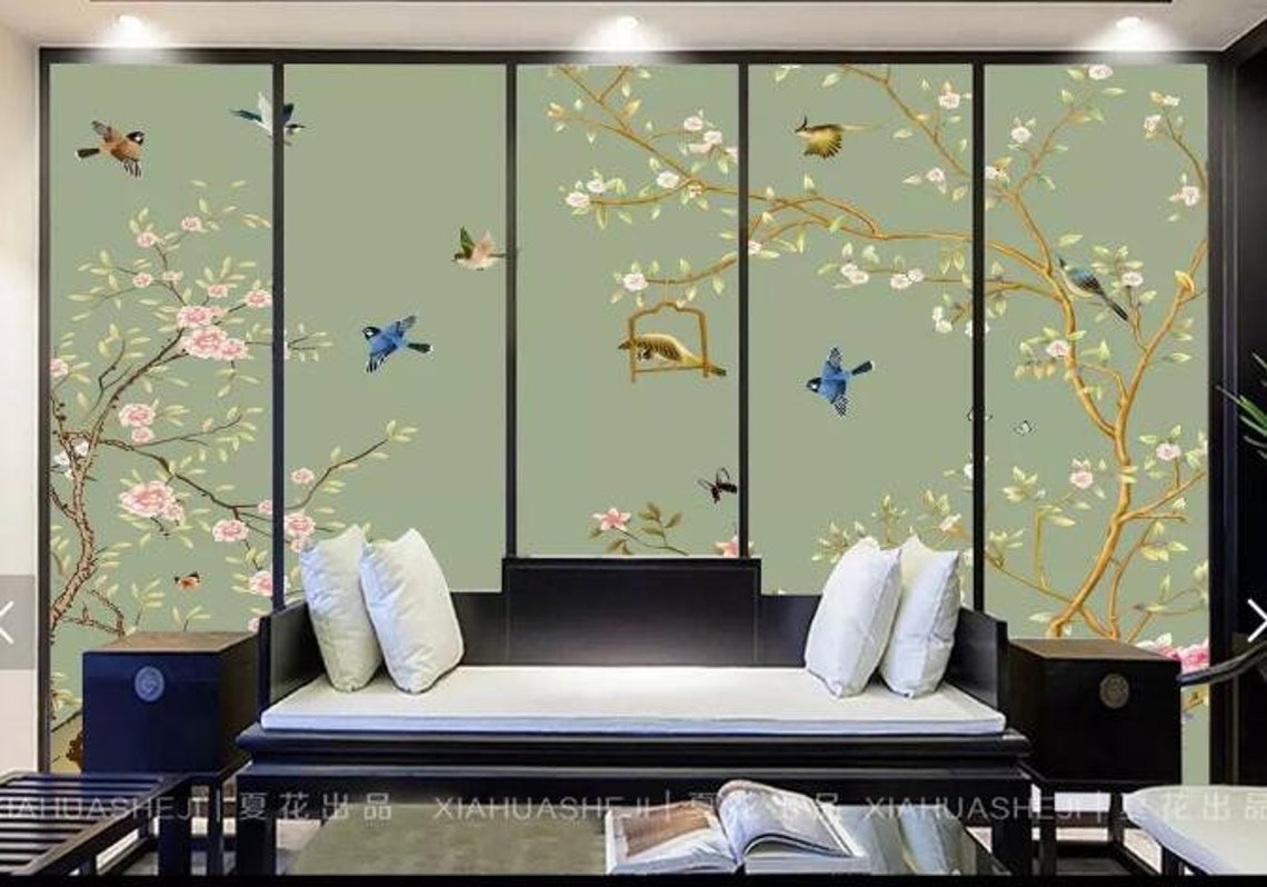 Hand Painted Vine Flower Tree Wallpaper Wall Murals Vine - Etsy