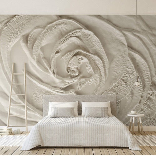 3D Embossed Wall Papers Rose Flower Photo Wallpaper Mural Home | Etsy