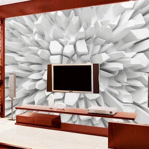 White 3d Radiant Stone Photo Wallpaper Custom Wall Mural Modern Art ...