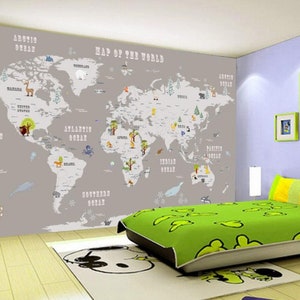 Custom Wallpaper Photo Cartoon Map Background Walls Mural - Etsy
