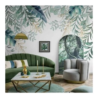 Green Plant Leaves Wallpaper Wall Mural Wall Decor - Etsy