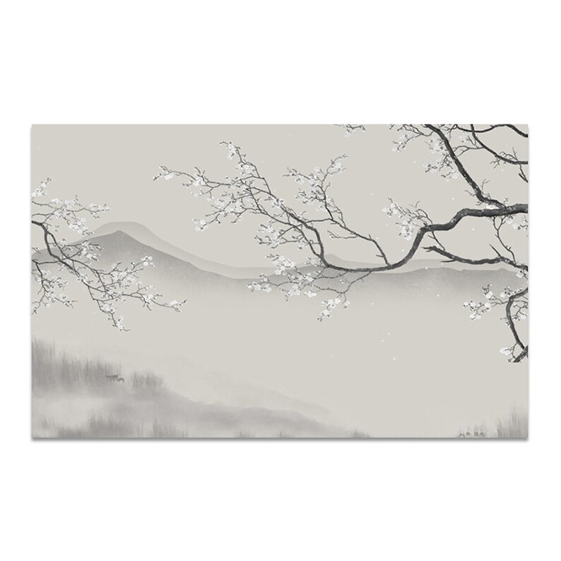 Chinoiserie Brushwork Magnolia Tree With Birds Wallpaper Wall - Etsy