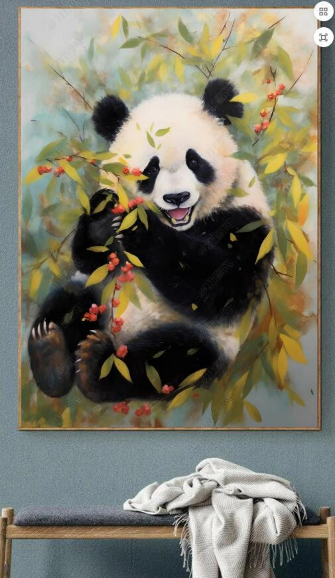 100% Handmade Oil Painting, Panda Oil Painting, Handmade Lovely Panda ...