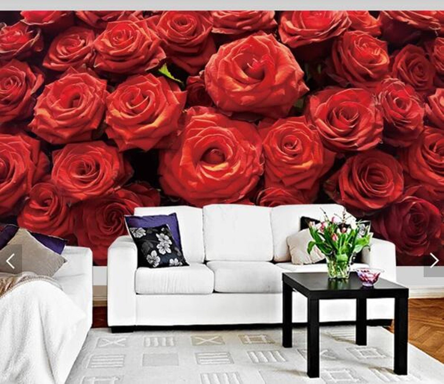 Vintage Red Rose Wallpaper Wall Murals Wall Decals Hand - Etsy