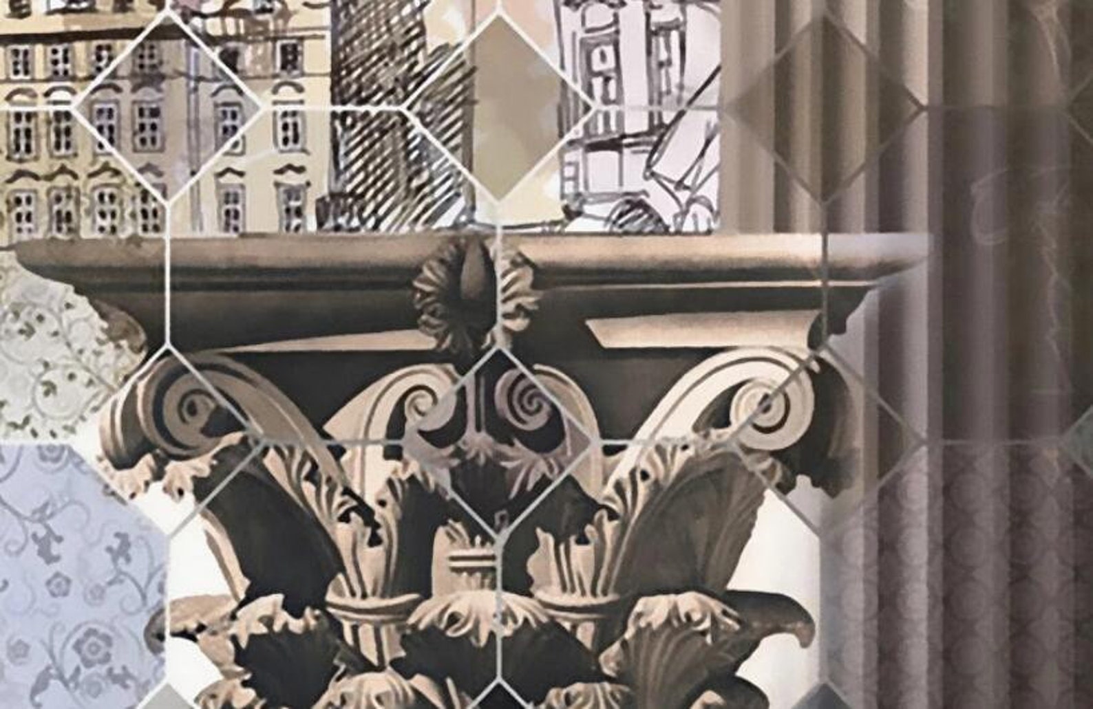 Retro Hand Painted Roman Architecture Wallpaper Vintage - Etsy