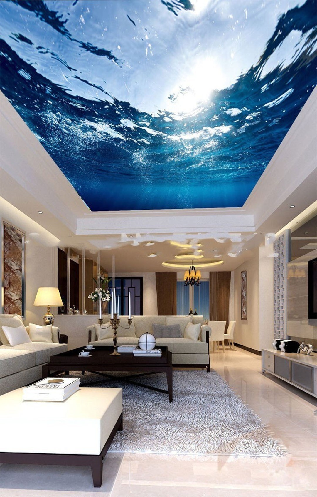 Underwater World Suspended Sea Ceiling Wallpaper Wall Mural Hotel ...