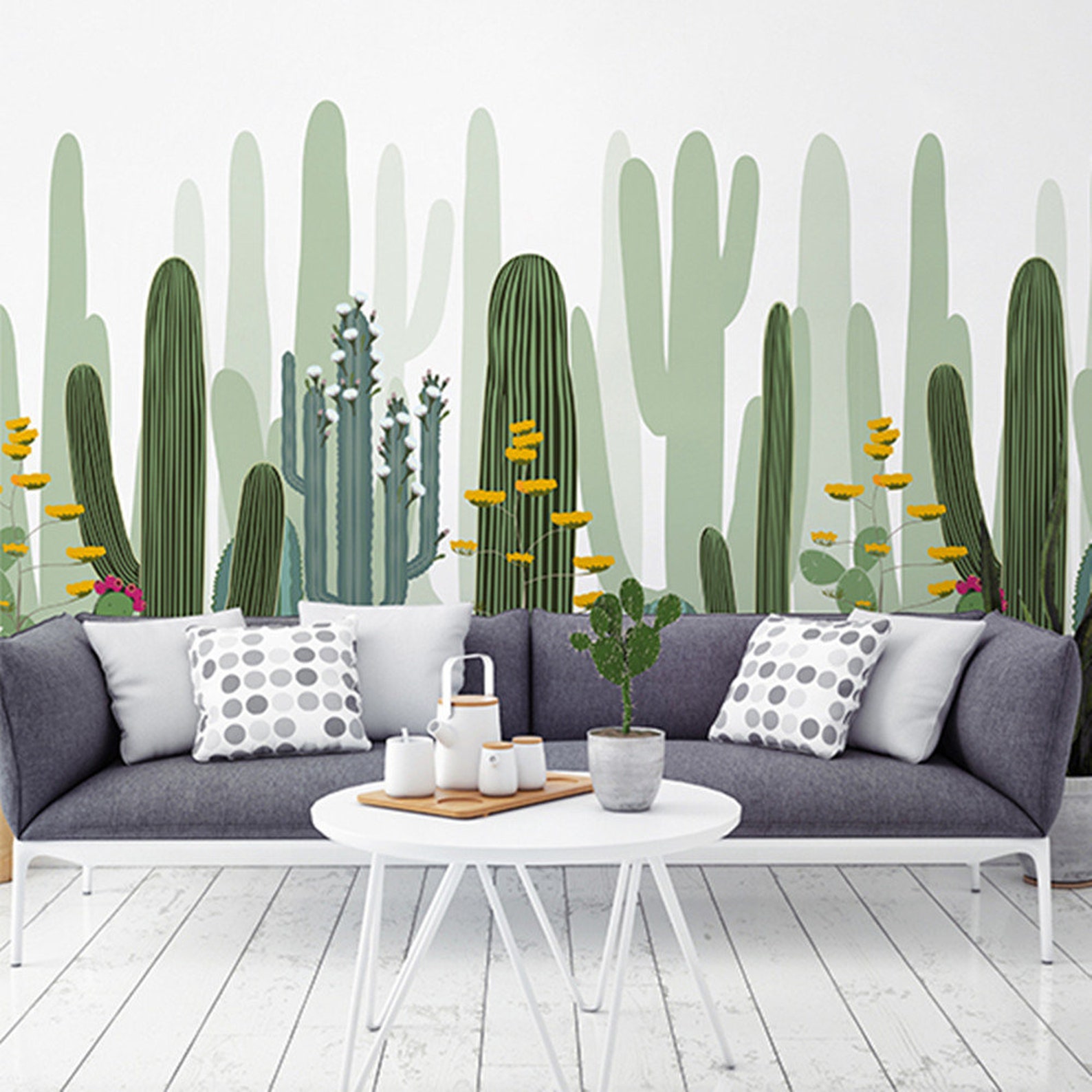 Huge Cactus Wallpaper Nature Gree Cactus Wall Mural Wall - Etsy
