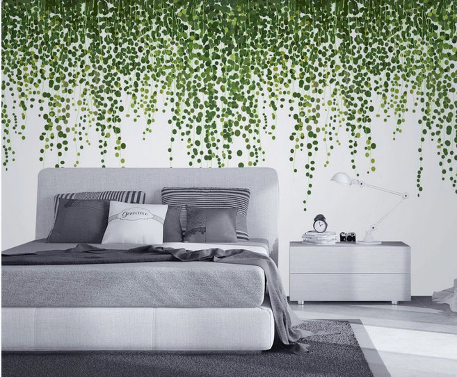 Hanging Fresh Rattan Wallpaper Simple Tropical Leaves Wall | Etsy